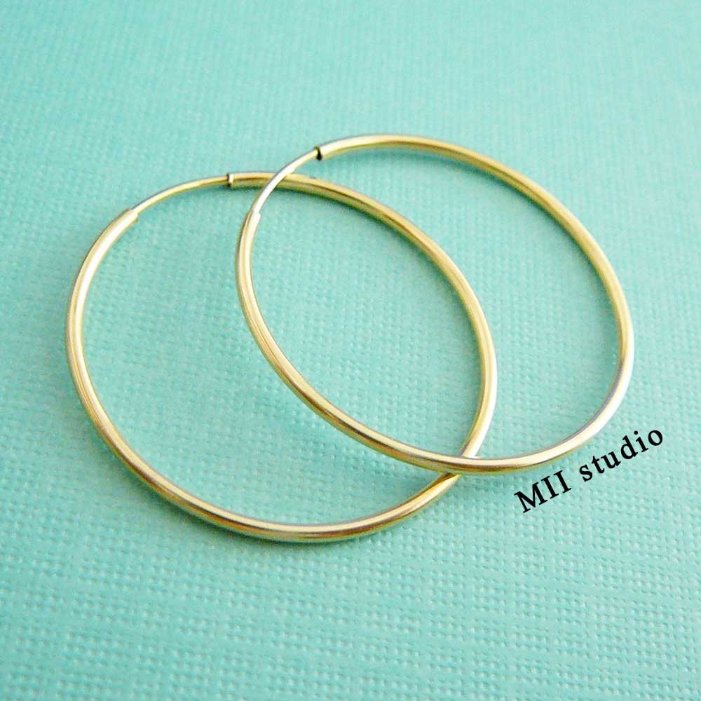 2pcs 50mm 214k Gold Filled Round Endless Hoop Loop | Etsy