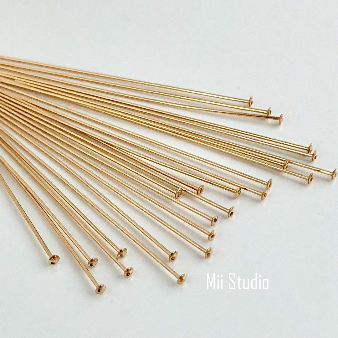 24 Gauge 25pcs 14K Yellow Gold Filled Cup Flat Head Pin Headpins 2 ...