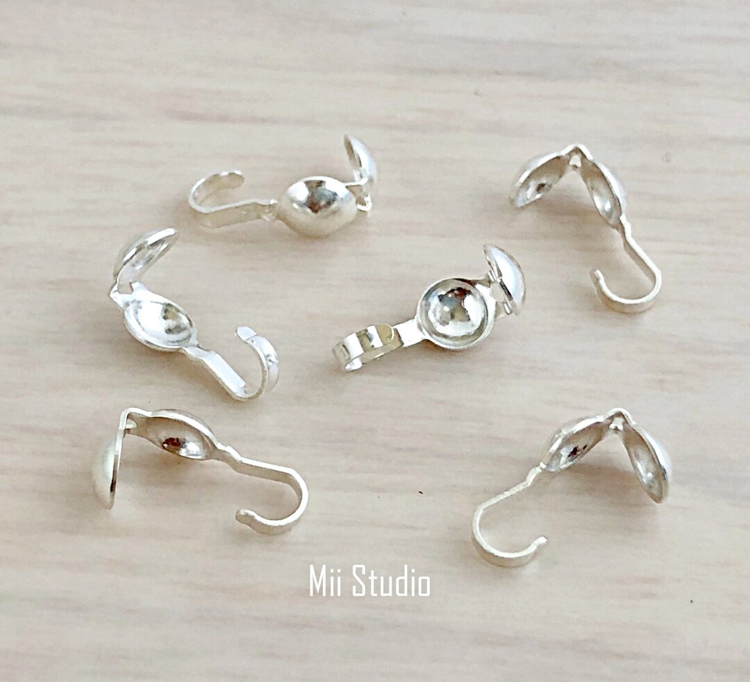 Clamshell Bead Tip Knot End Cover 925 Sterling Silverclam Shell Open ...