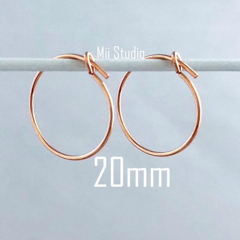 20mm 14k Rose Gold Filled Round Beading Hoop Earring Wire Ear | Etsy