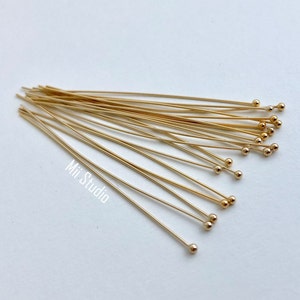 2" Ball Dot Bead Head Pin Headpins 24 Gauge 14k Yellow Gold Filled 2 ...
