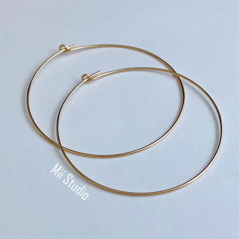 45mm beading hoop 14k gold filled large round earring ear wire | Etsy