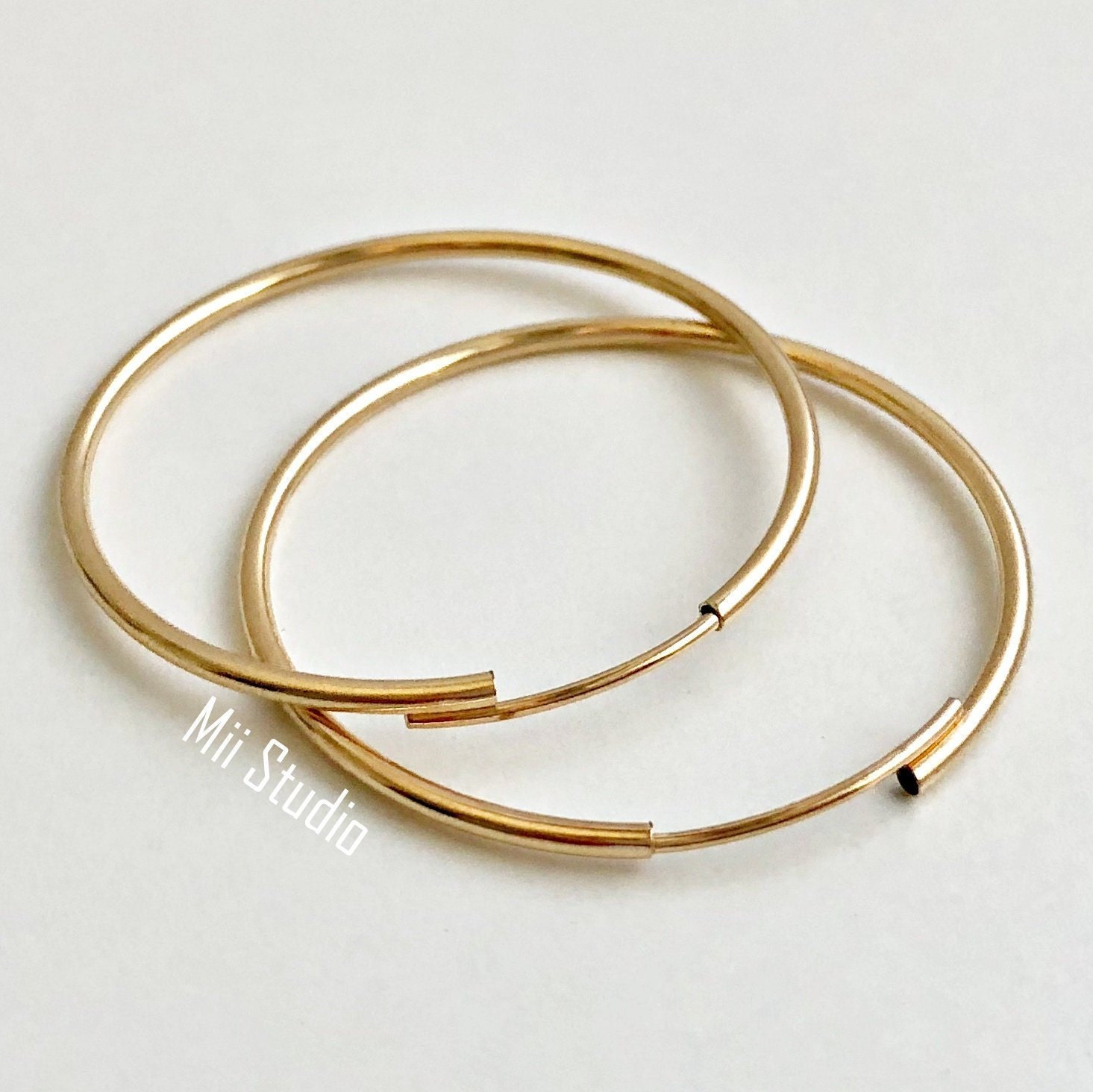 2pcs 50mm 214k Gold Filled Round Endless Hoop Loop | Etsy