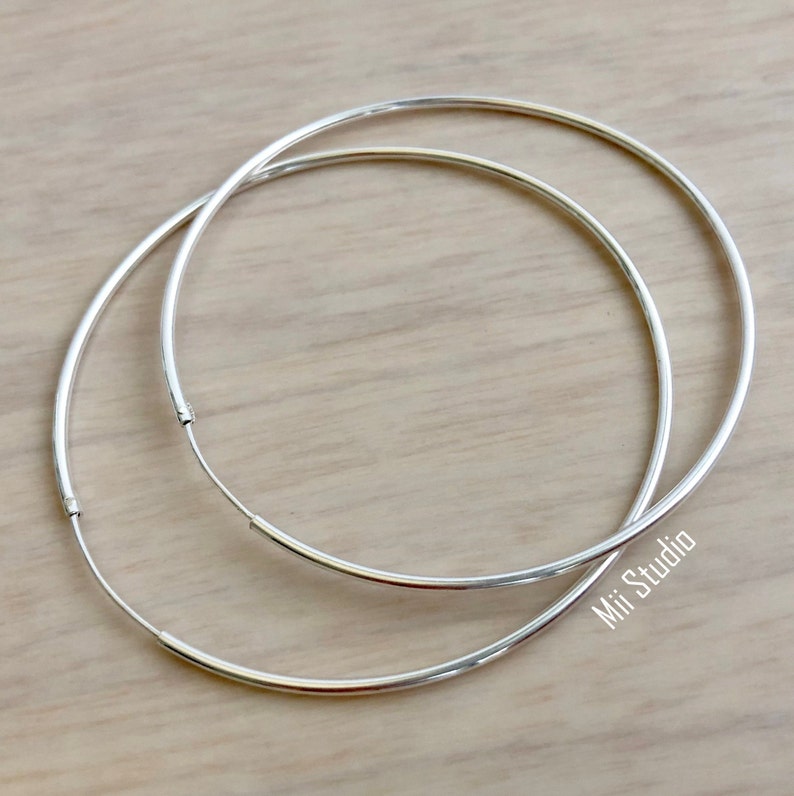 50mm 925 Sterling Silver Round Endless Hoop Loop Earring Wire Ear Wire ...