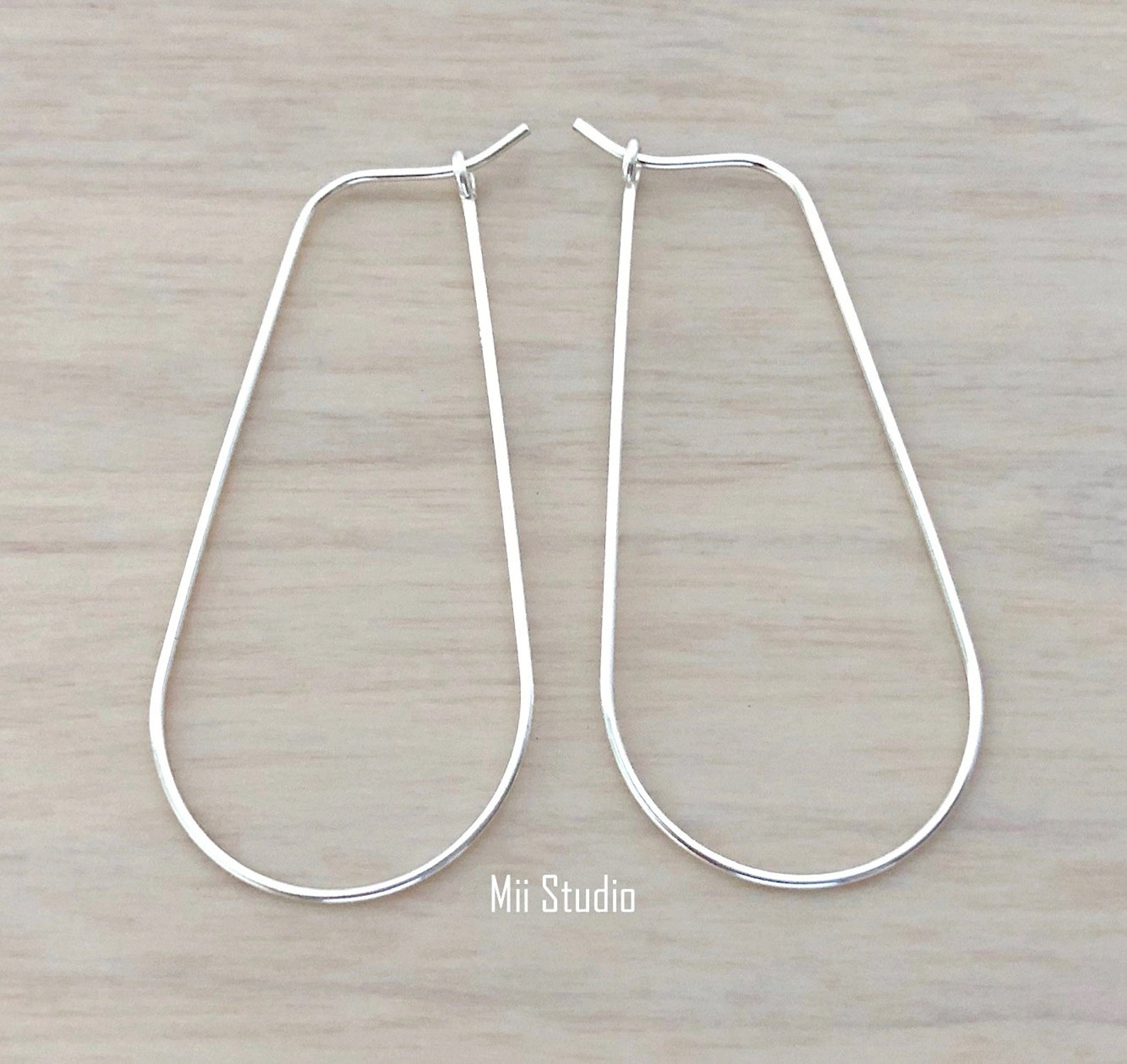 Teardrop Beading Hoop Sterling Silver 17x40mm E87s - Etsy