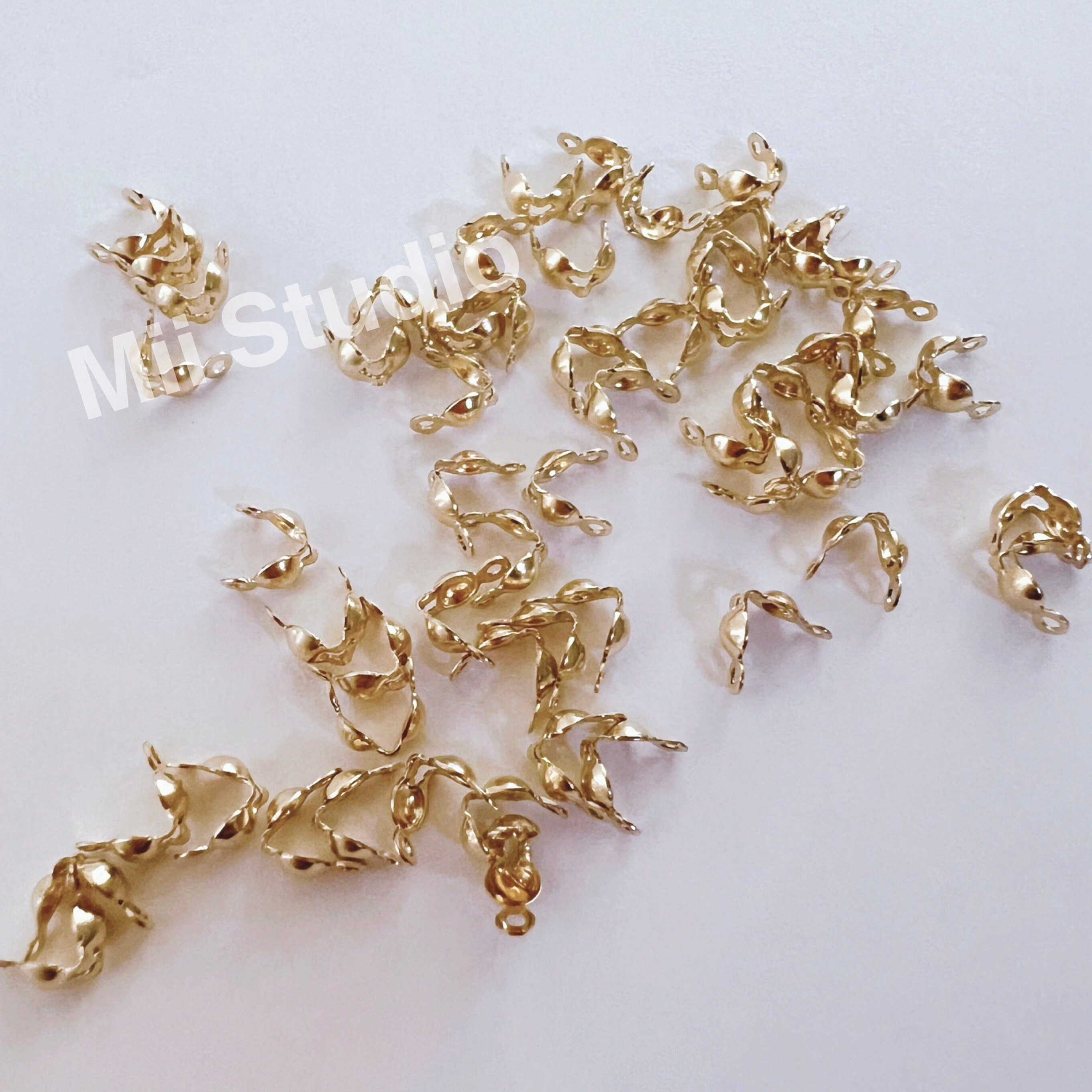 10pcs 20pcs Clamshell Bead Tip Knot End Cover 14k Gold Filled Clamshell ...
