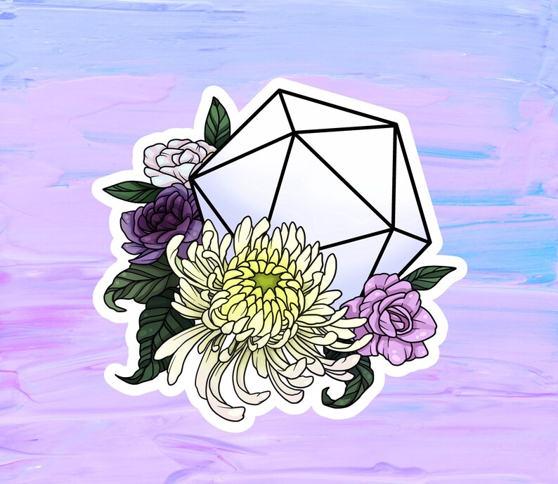 Floral D20 Sticker Dice Dnd Vinyl Decal - Etsy