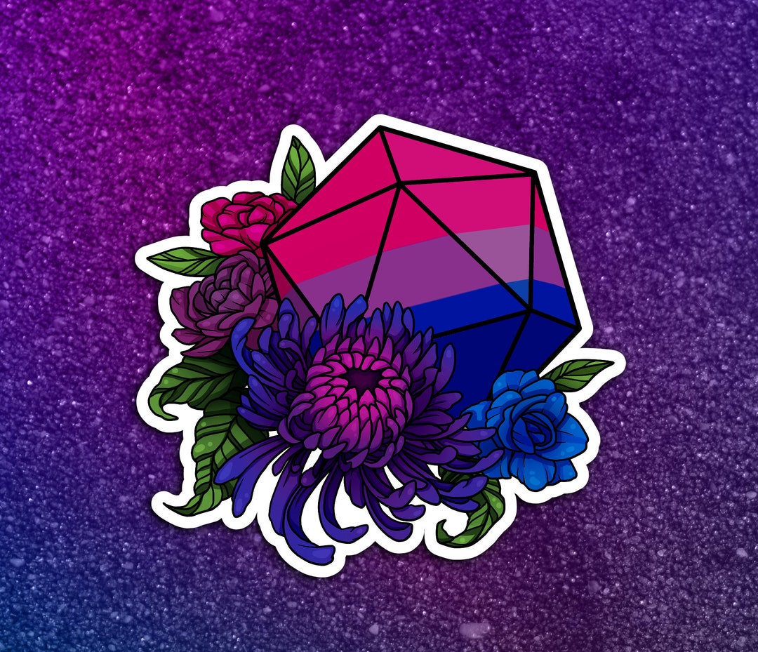 Floral D20 Sticker Bi Pride Dice Dnd Vinyl Decal - Etsy