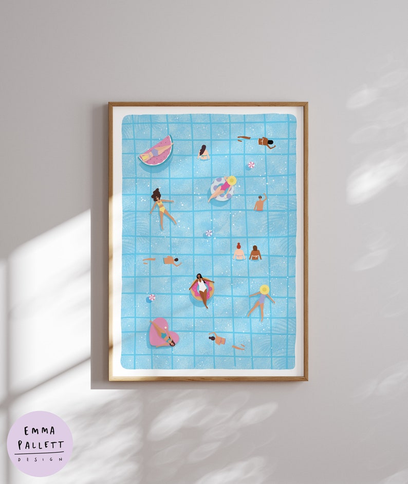 SUMMER POOL ILLUSTRATION Wall Art Decor Gift Ideas for Her - Etsy