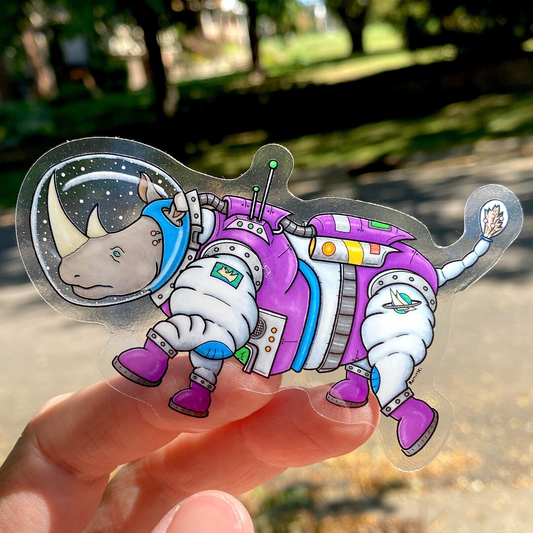 Space Rhino Die Cut Vinyl Sticker - Etsy