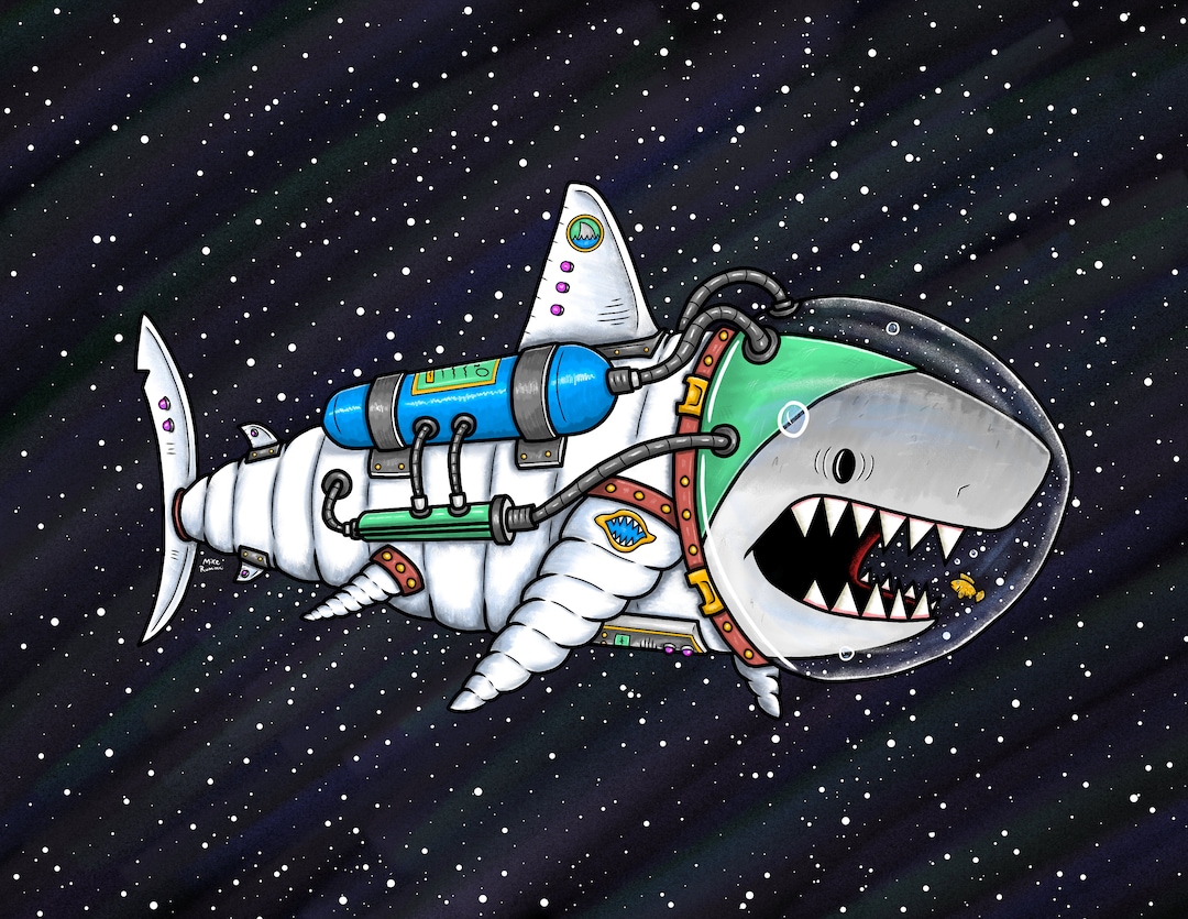 Space Shark original & Prints - Etsy