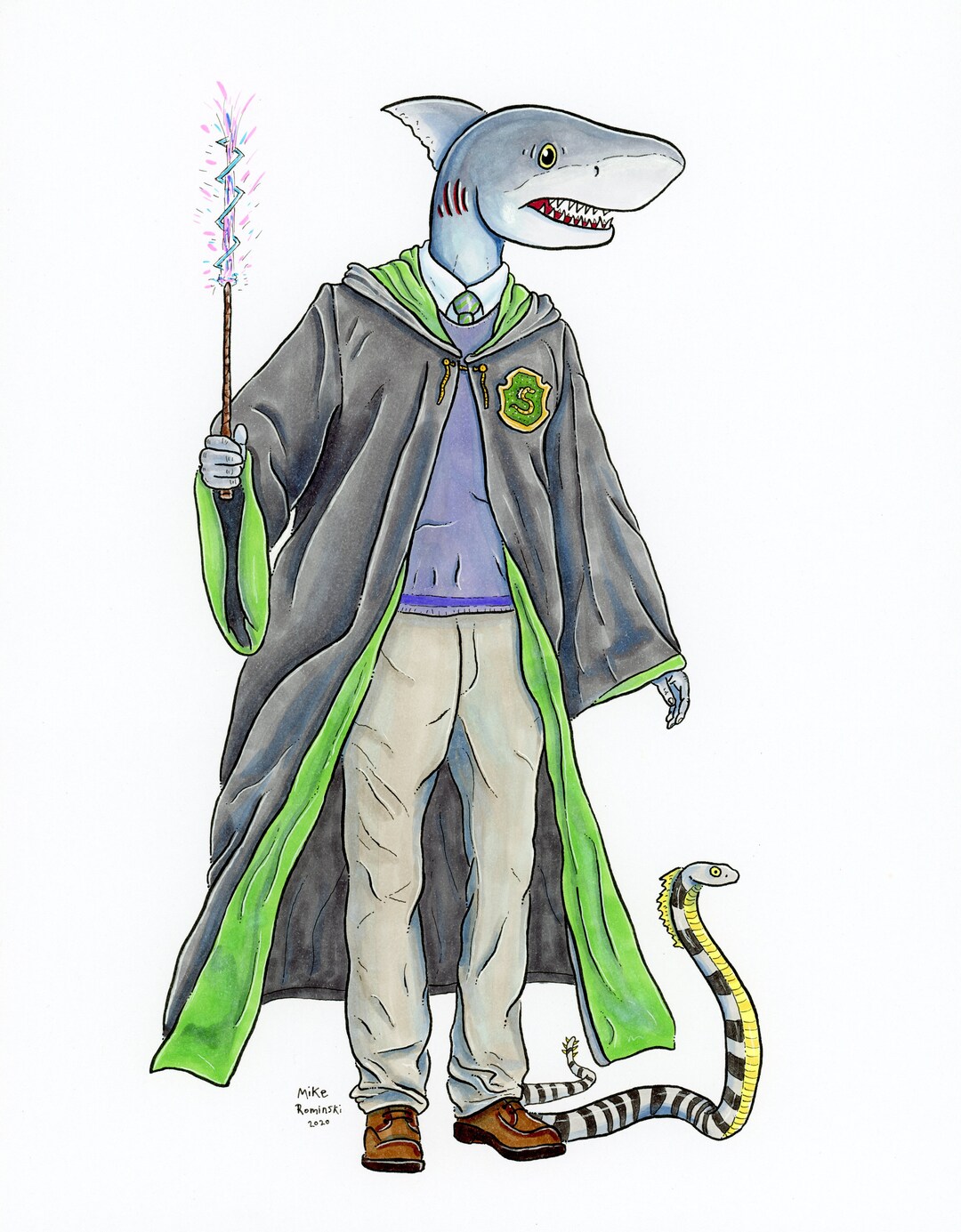 Wizard Shark original & Prints - Etsy