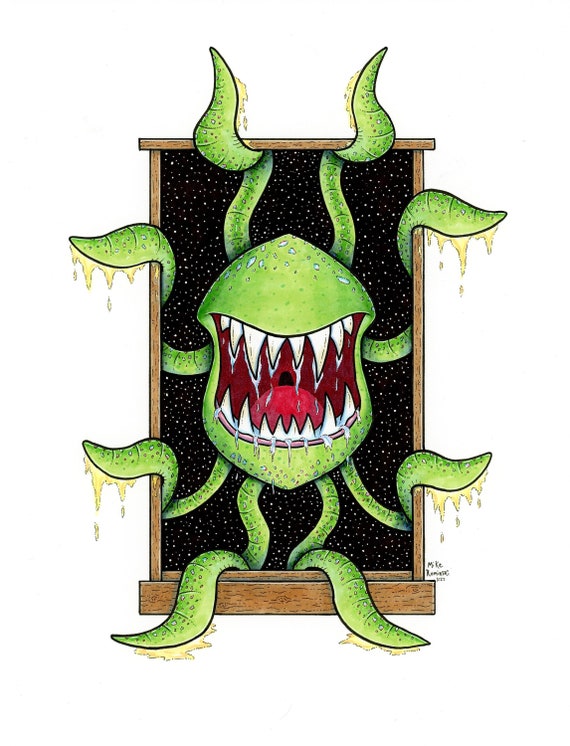 Scary Door Alien Monster original & Prints | Etsy