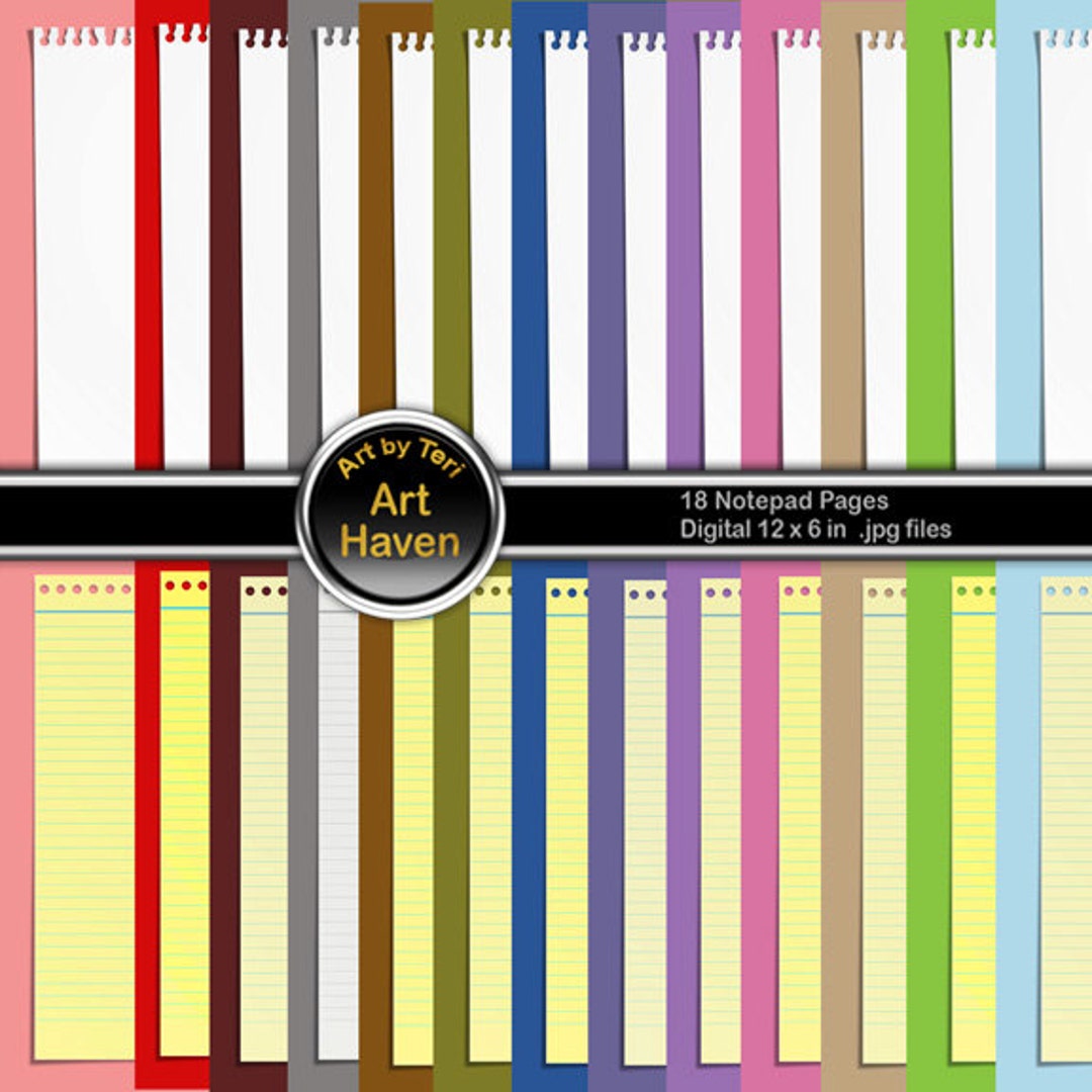 Digital Papers - Notebook Page Patterns - Pink, Brown, Blue - Print ...