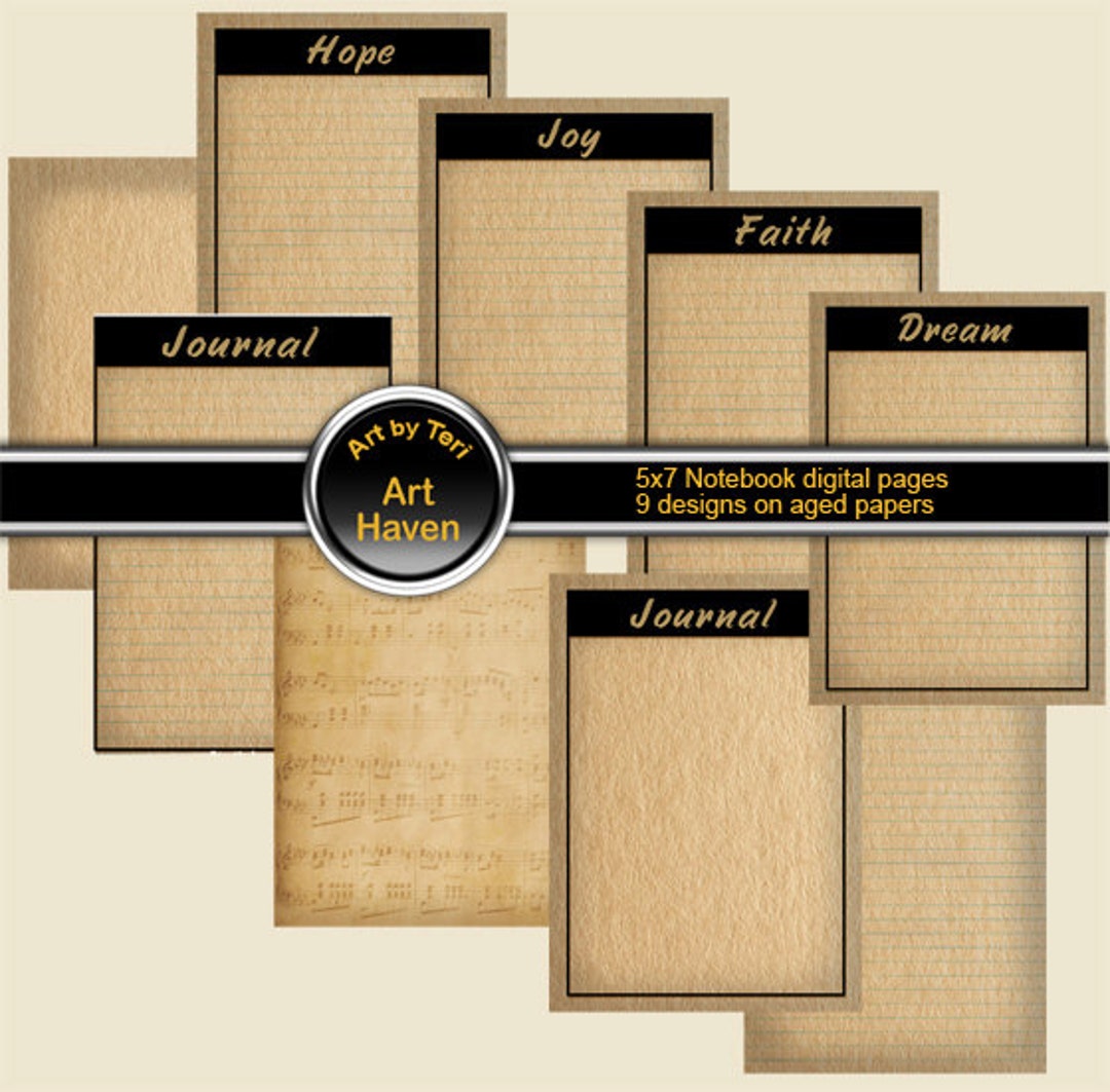 Vintage Notebook Paper With Digital Aged Background at 300 Dpi ...