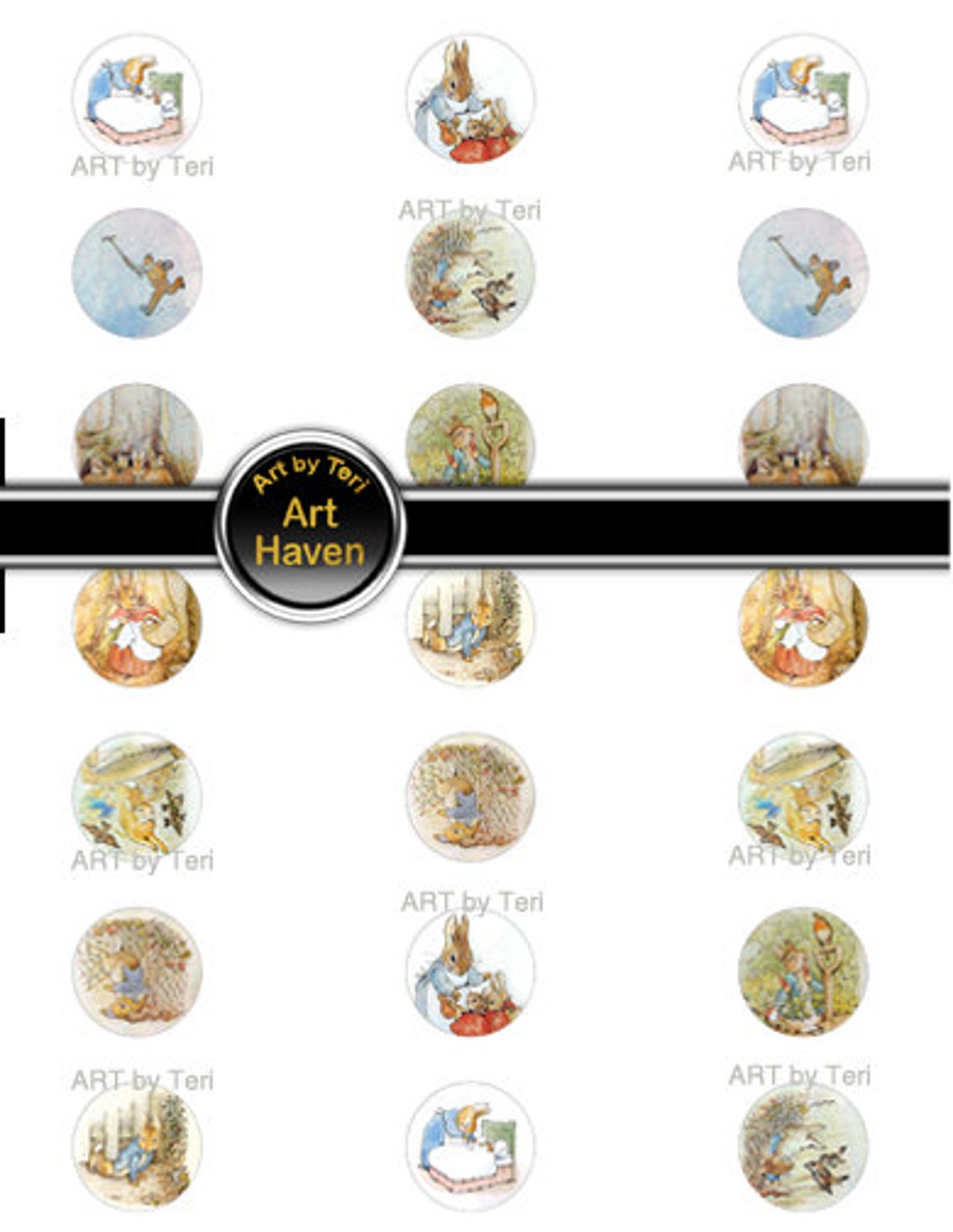 Peter Rabbit 1-inch Circles, Beatrix Potter Images (digital Download ...