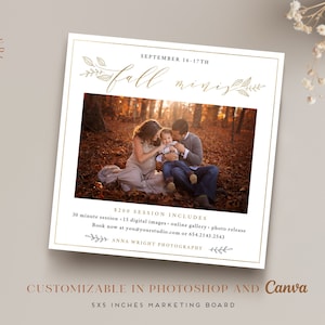 Fall Mini Session Template Instagram Photography Marketing Board Square ...