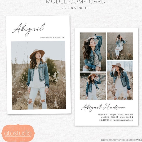 Model Comp Card Photoshop Template - Etsy