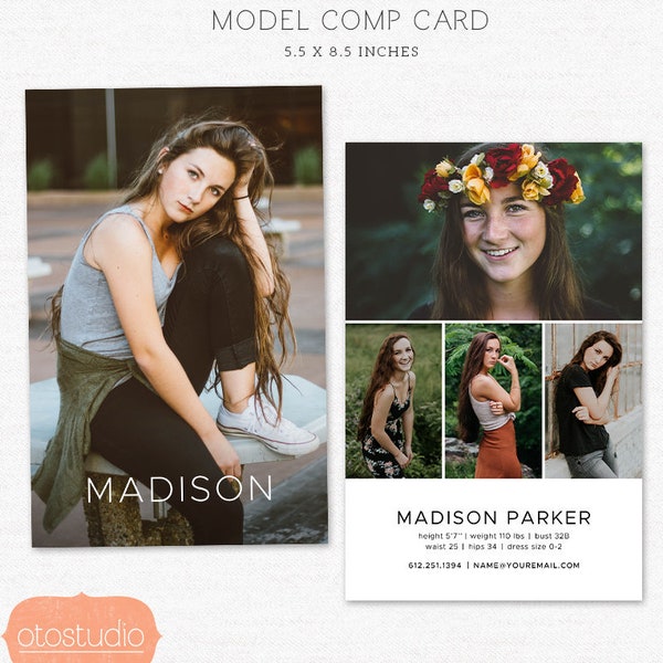 Model Comp Card Photoshop Template - Etsy