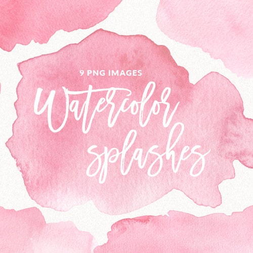 Watercolor Splashes Clip Art Pink Watercolor Brush Strokes - Etsy