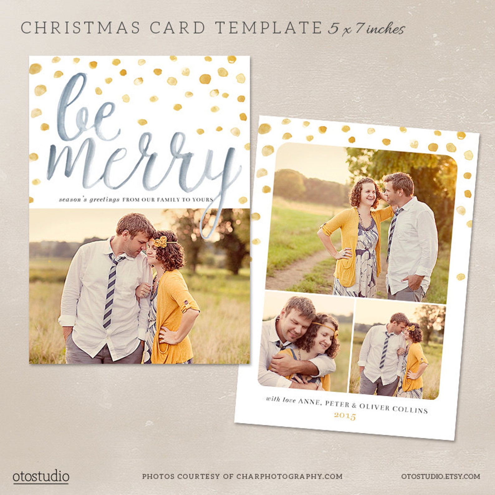 Digital Photoshop Christmas Card Template for Photographers - Etsy