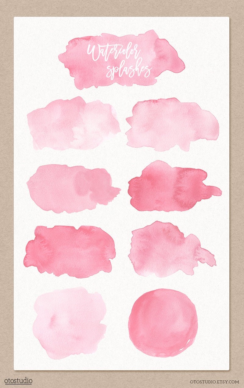 Watercolor Splashes Clip Art Pink Watercolor Brush Strokes | Etsy