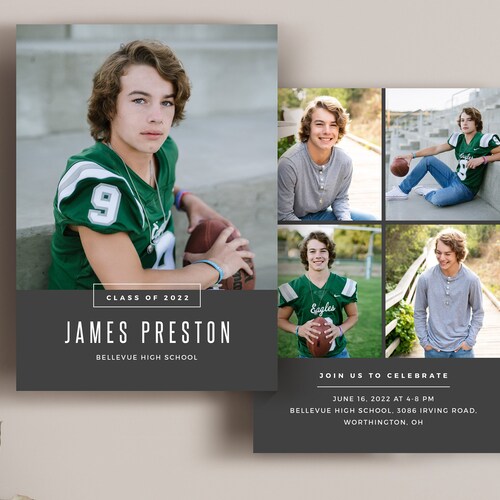 Senior Photo Announcement Photoshop Template Graduation Etsy