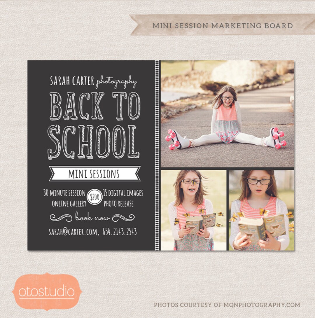 Back to School Mini Session Design Photoshop Template Chalkboard Minis ...