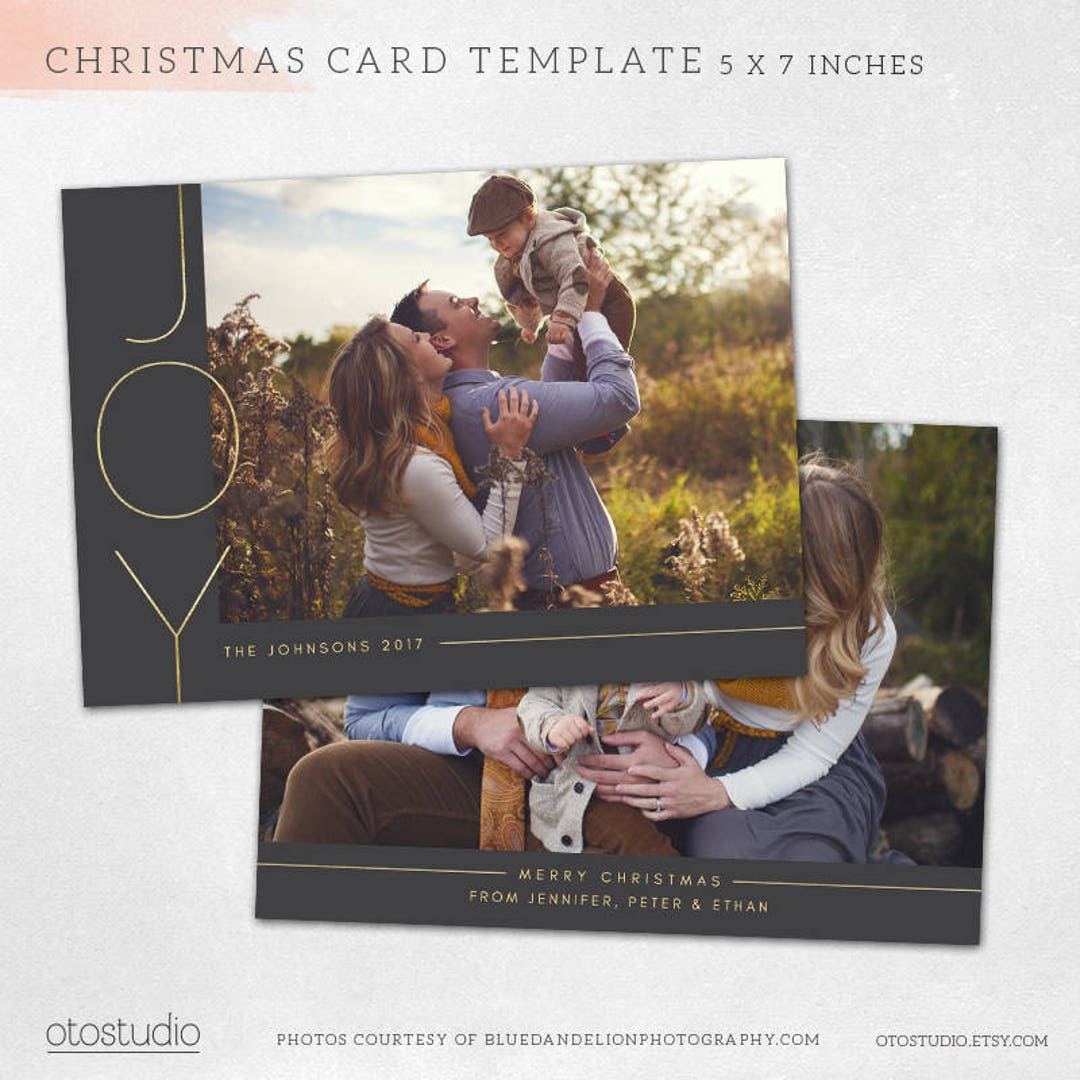 Christmas Card Template for Photographers - Joy Holidays Photo Card PSD ...