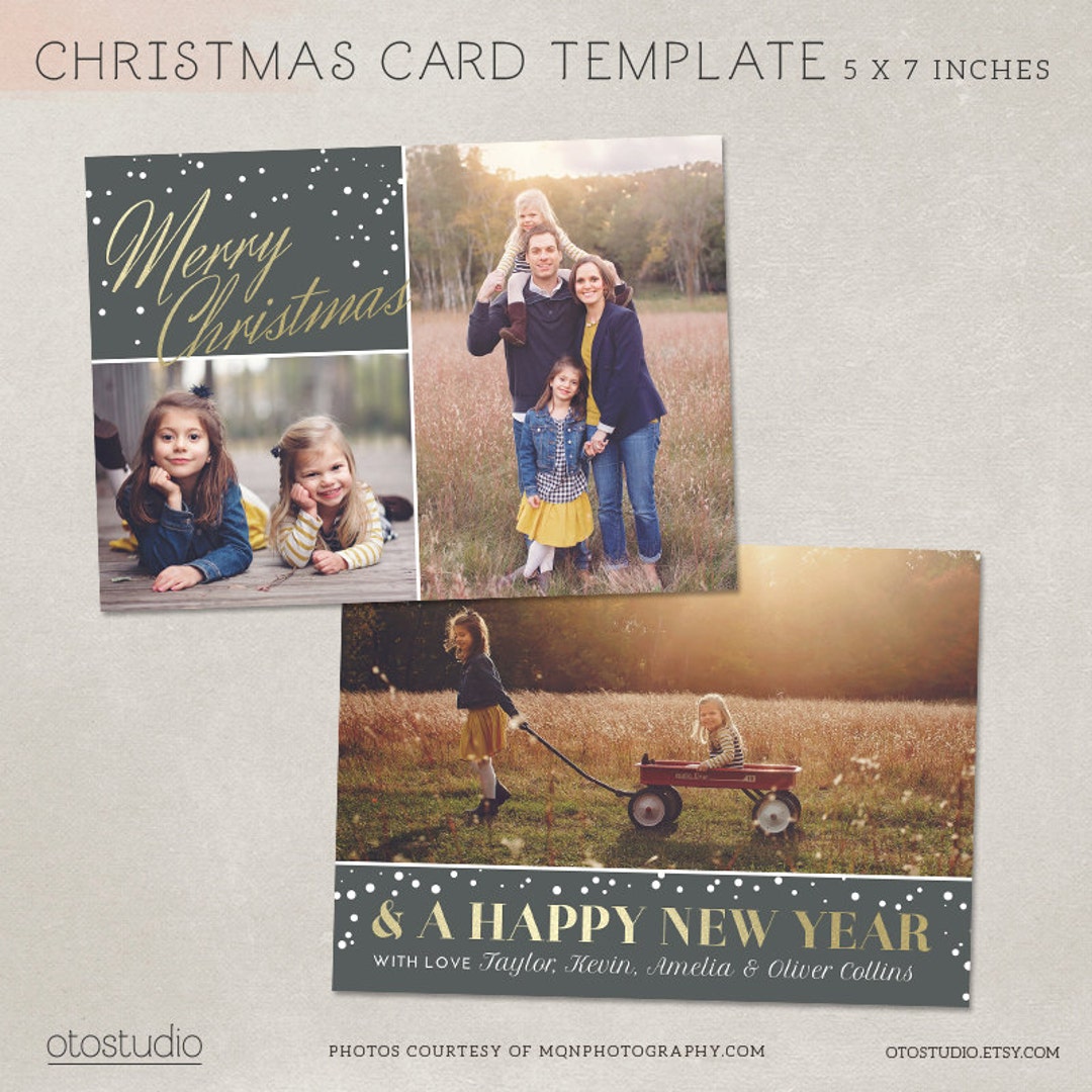 Digital Photoshop Christmas Card Template for Photographers PSD Flat ...