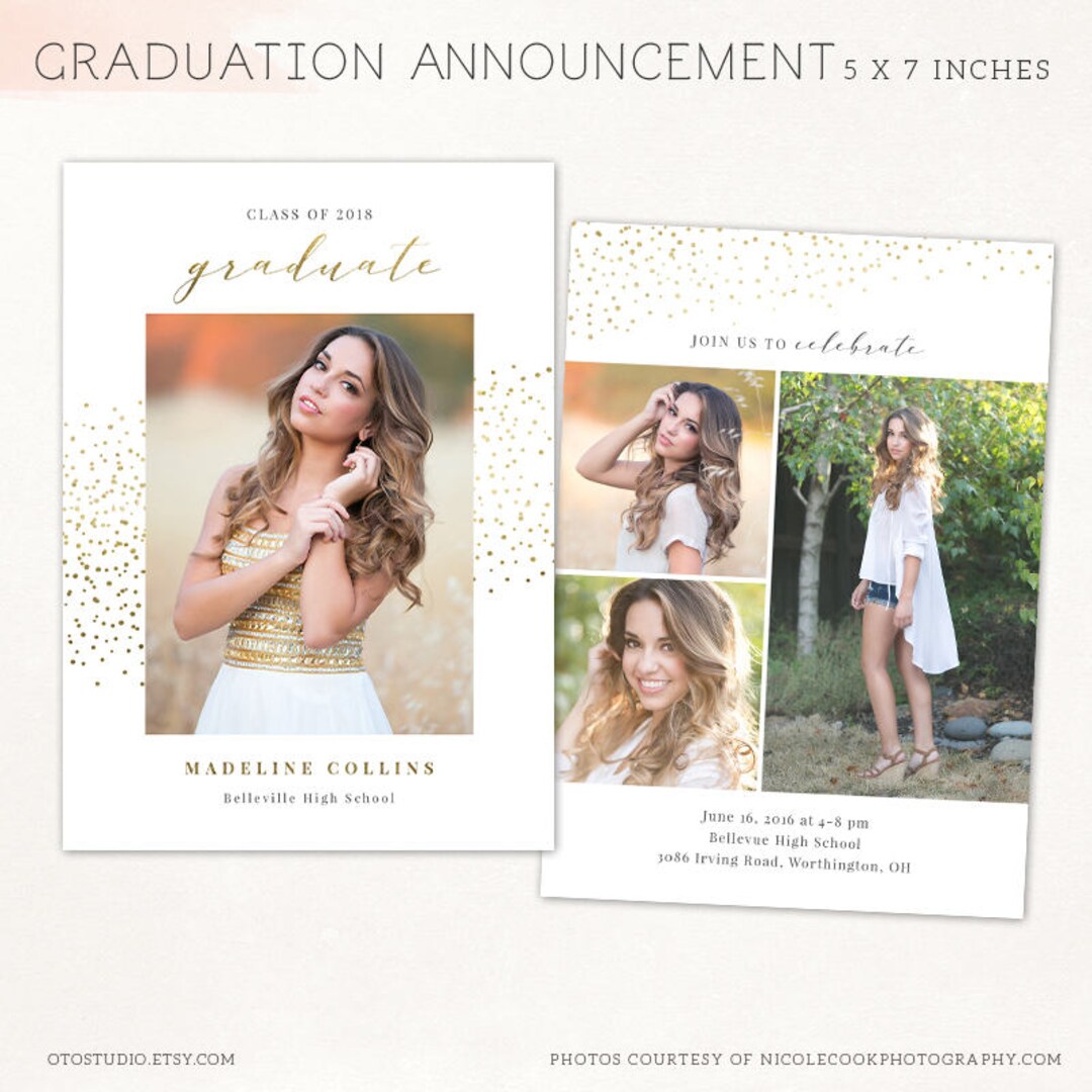 Graduation Announcement Template, Graduation Card Template, Class of ...