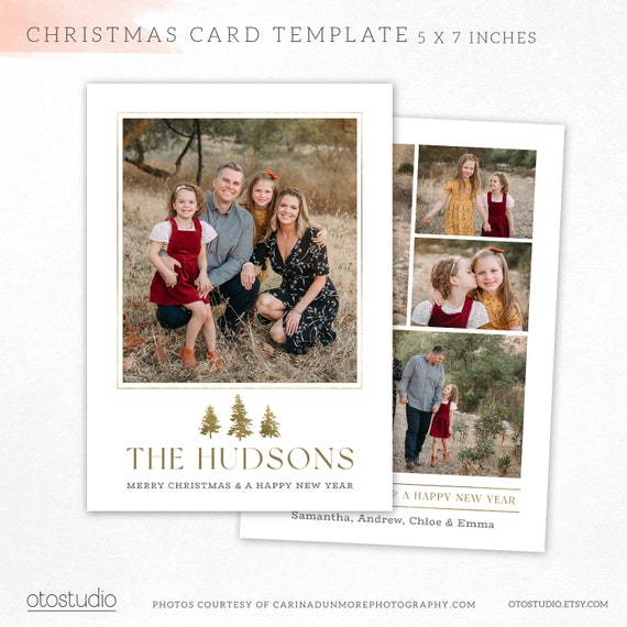 Rustic Christmas Card Template for Photographers Big Family - Etsy