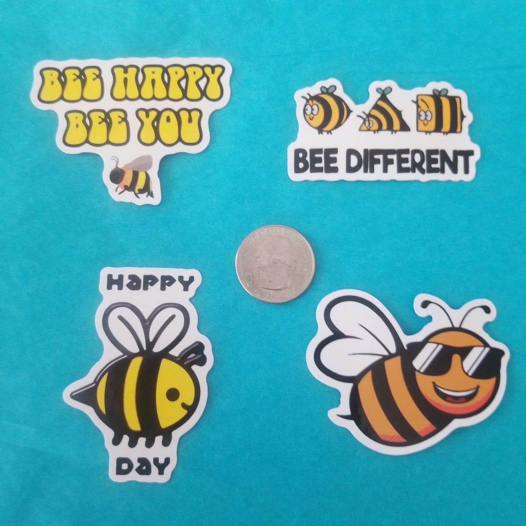Retro Groovy Bee Sticker Pack 4 Stickers Bumble Bee - Etsy