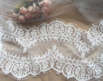Rhinestone Applique Lace Trim Lace Fabric Bridal Lace by Retrolace
