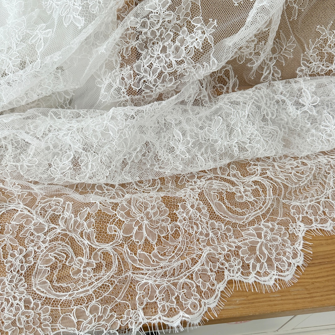 3 Meters 150cm Wide French Alencon Lace Fabric Trim for Wedding Shrugs ...