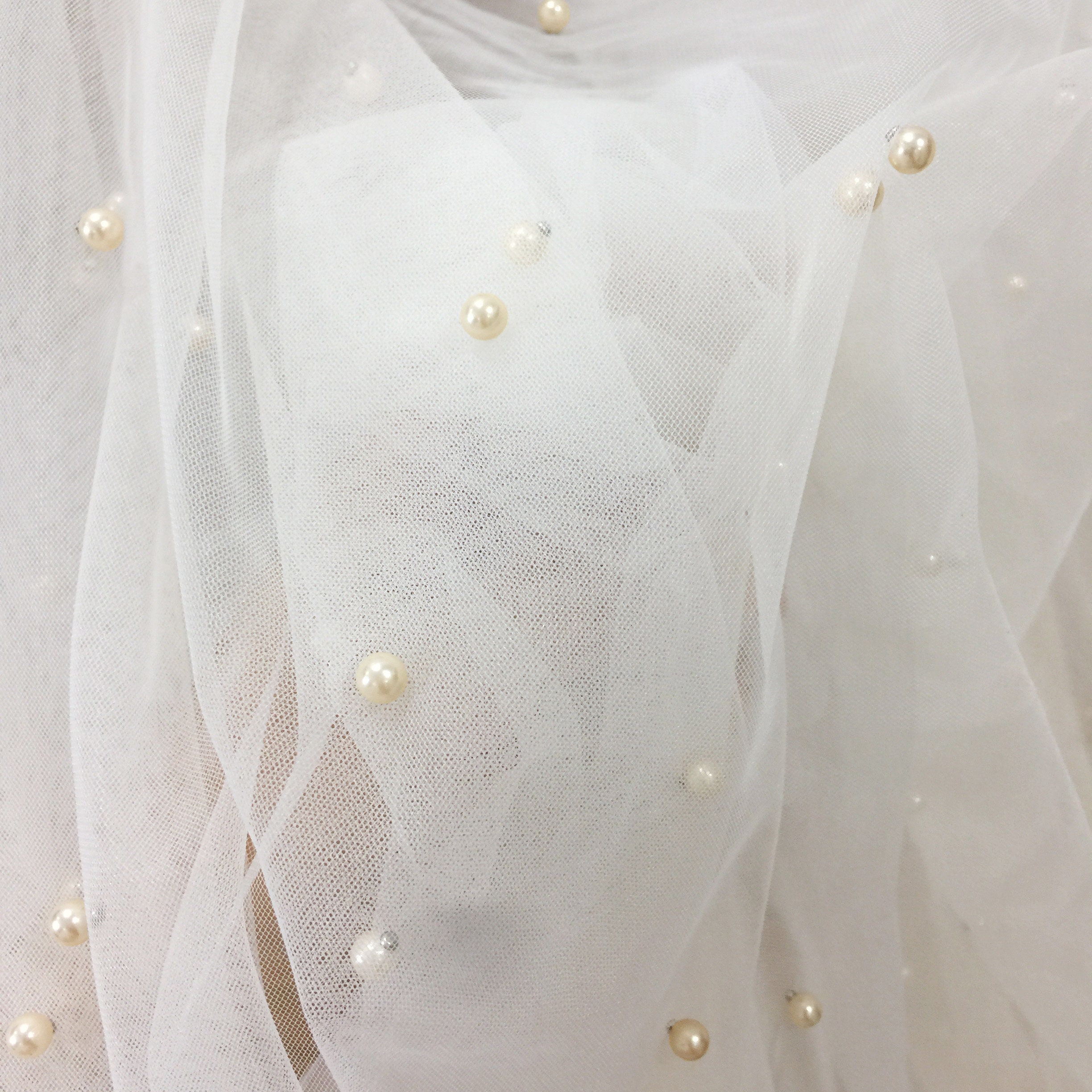 3D champagne pearl beaded soft tulle lace fabric by yard | Etsy