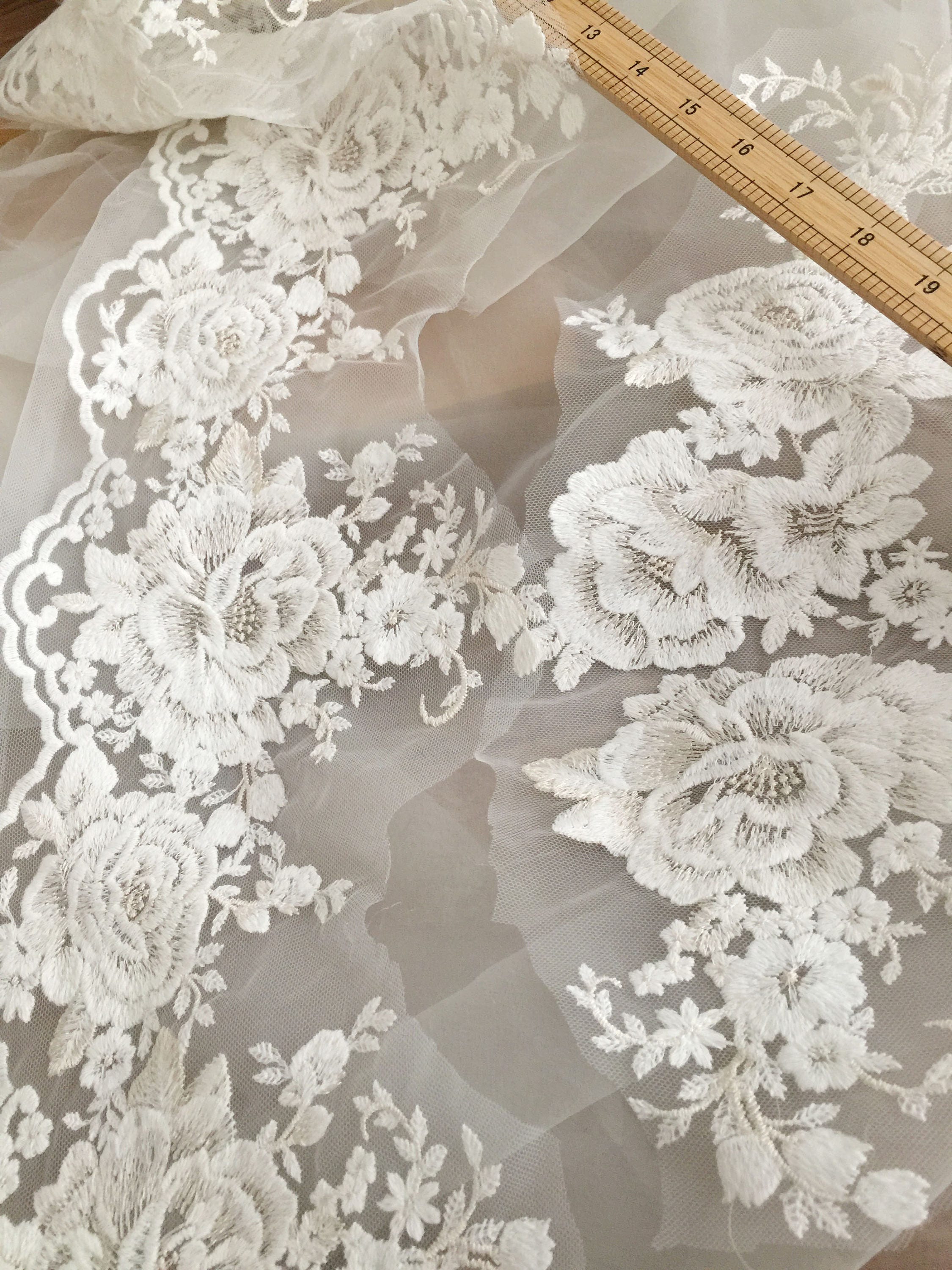Exquisite Cotton Lace Applique Trim Cream EmbroideryWedding | Etsy