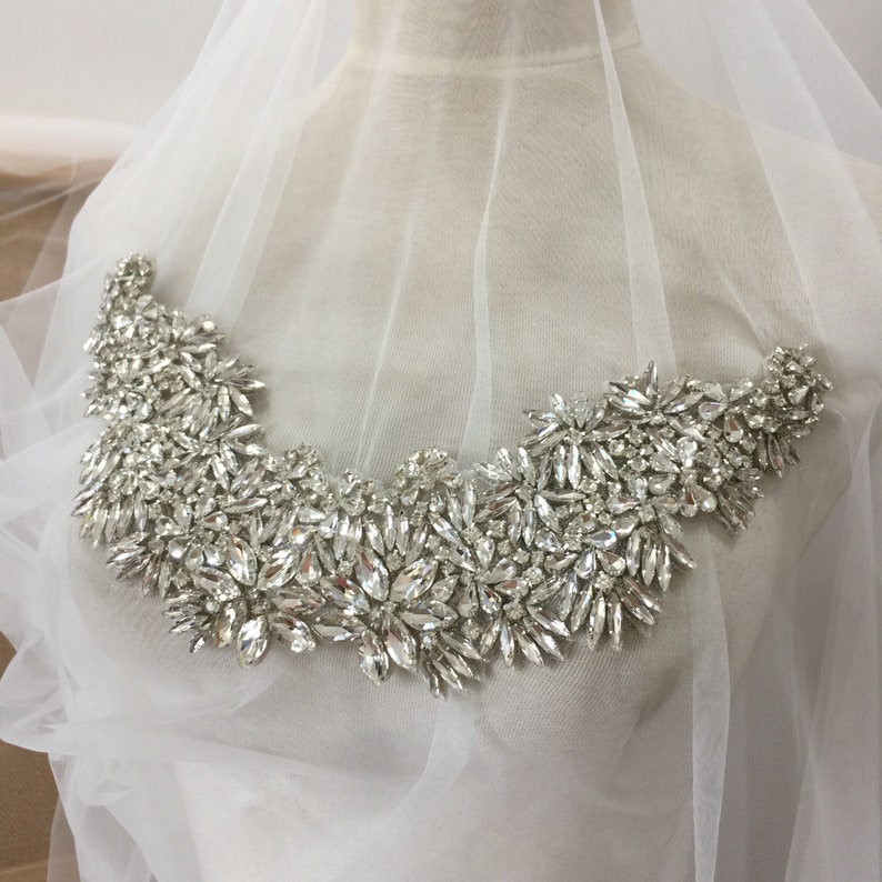 Sparkle Rhinestones Applique Collar Wedding Gown Applique - Etsy