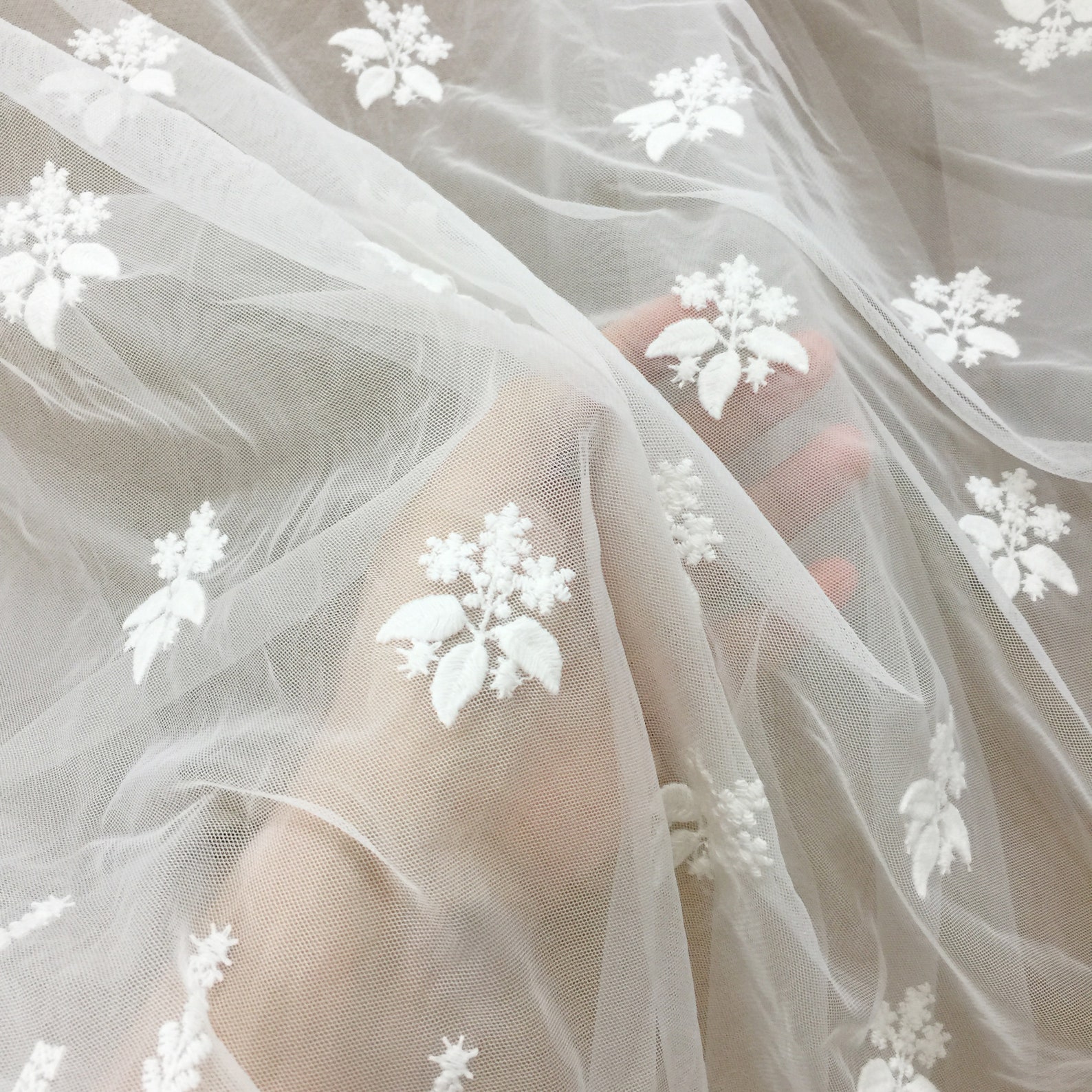 Geometric Cotton Embroidery Lace Fabric by Yard With Flroal | Etsy