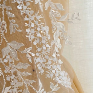 LARGE Heavy Beaded Bridal Applique - IVORY - Venice Lace Beaded ...