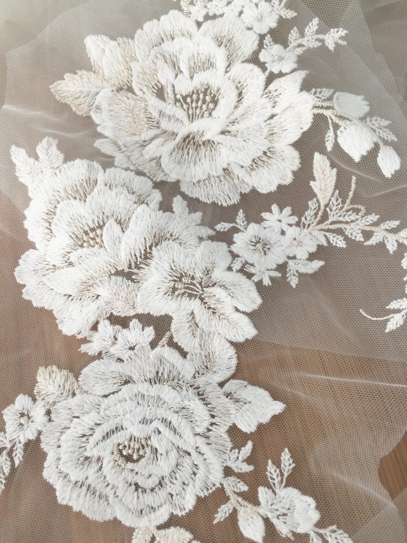 Applique Lace Cotton Floral Embroidery Lace Applique Bridal Etsy