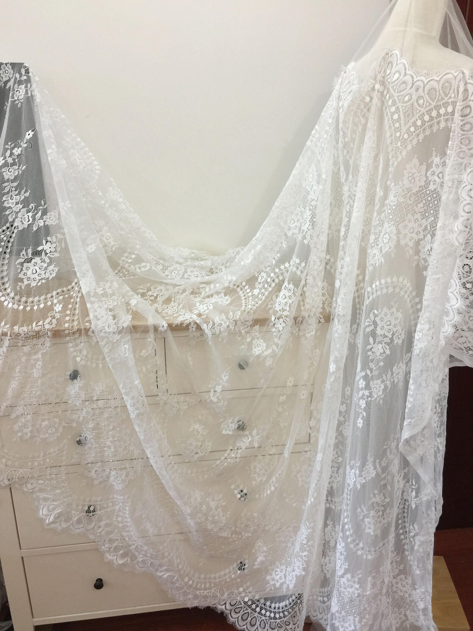 3 METER PIECE Bridal Chantilly Lace Fabric Lingerie Lace - Etsy