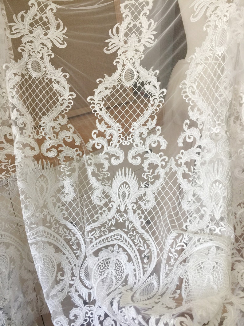 Luxury Dense Embroidered Bridal Lace Fabric in off White - Etsy