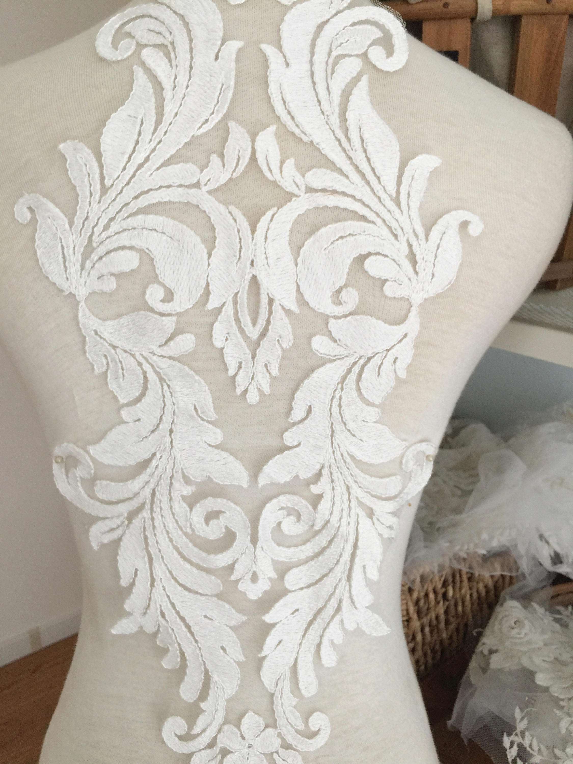 Exquisite wedding gown back lace applique Vintage style | Etsy