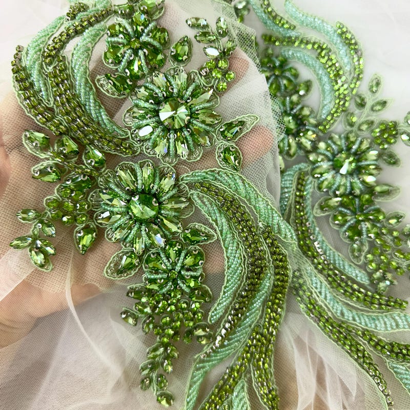 Sage Green Beaded Gown - Etsy UK