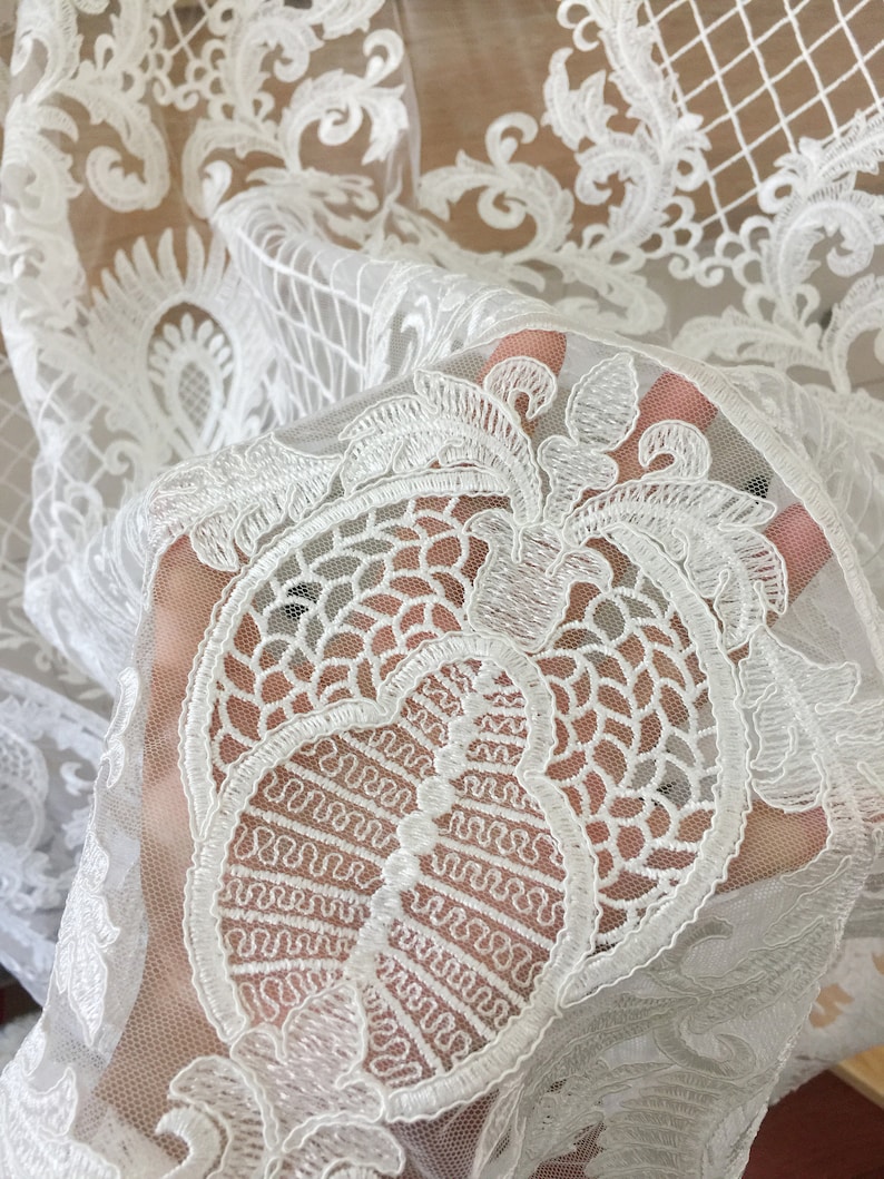 Luxury Dense Embroidered Bridal Lace Fabric in off White - Etsy