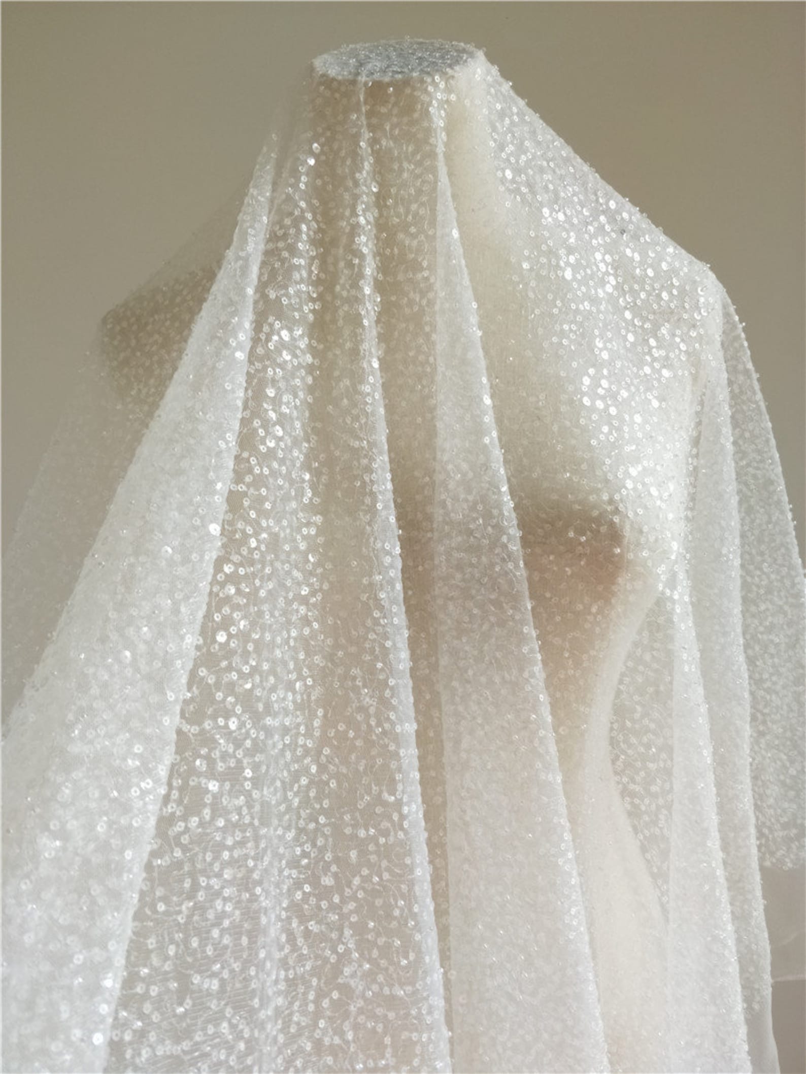 Beaded Tulle Lace Fabric With Sequins - Bridal Gown Material - Etsy