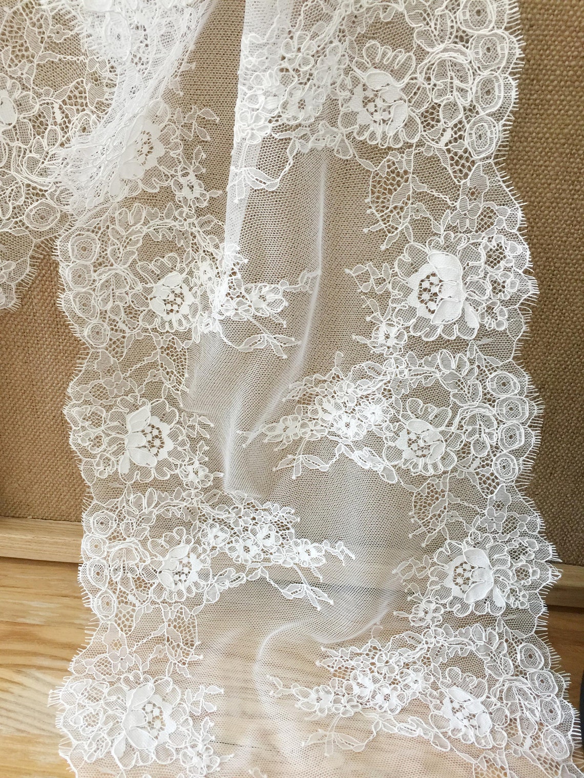 3 Yards French Alencon Lace Fabric in Ivory for Wedding - Etsy