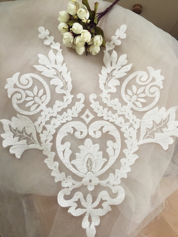 Graceful Ivory Wedding Lace Applique Bridal Lace Applique For Etsy
