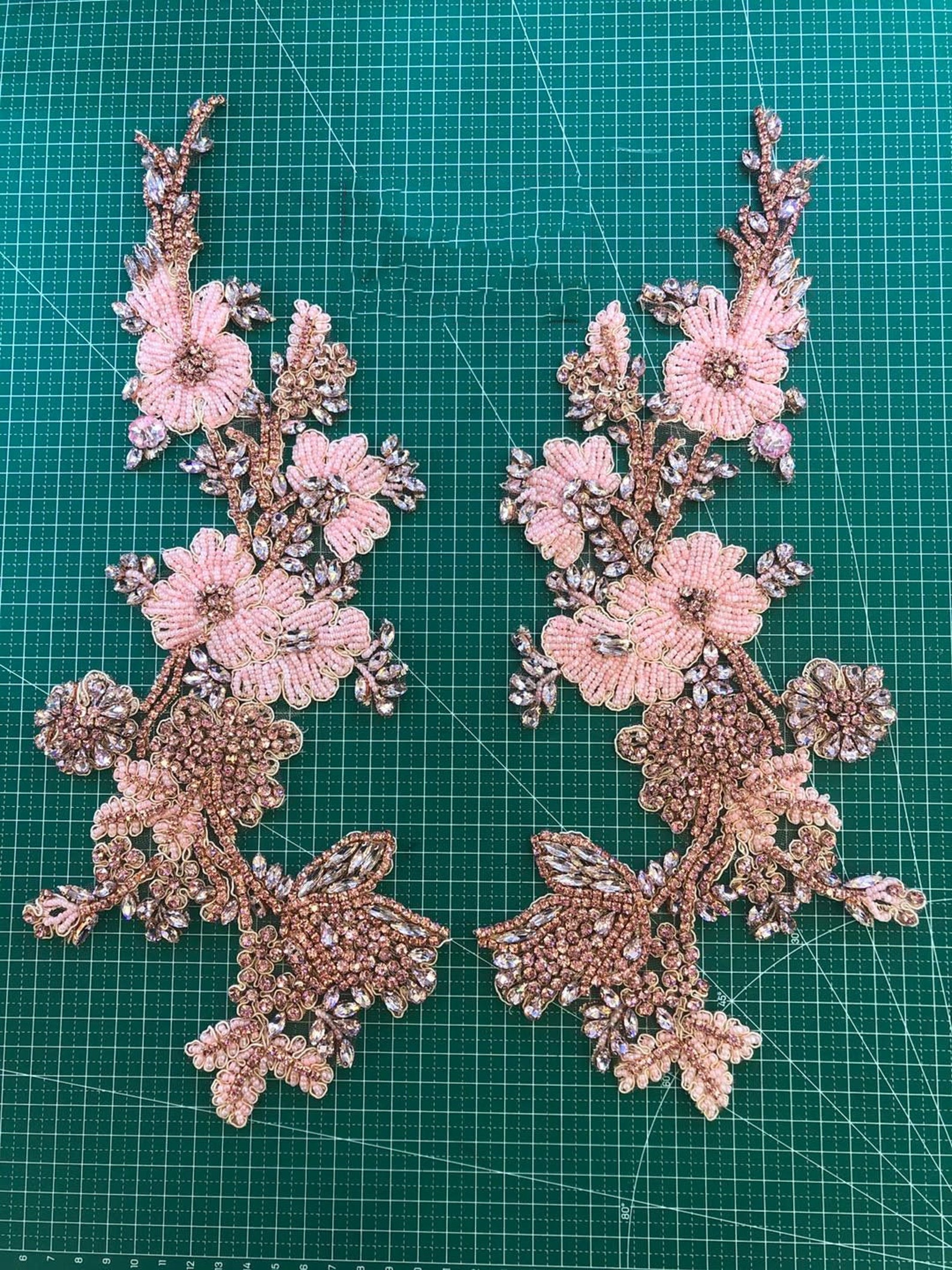 Smoke Blue 3D Flower Rhinestone Applique Pair Crystal Beaded - Etsy